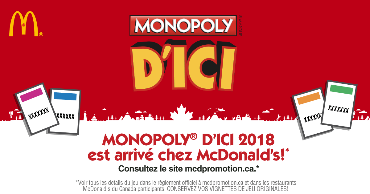 Concours McDo Monopoly 2018 (McDPromotion.ca) - ConcoursEtc